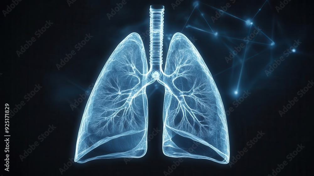 Medical scan showing lungs with fluid accumulation, pleural effusion ...
