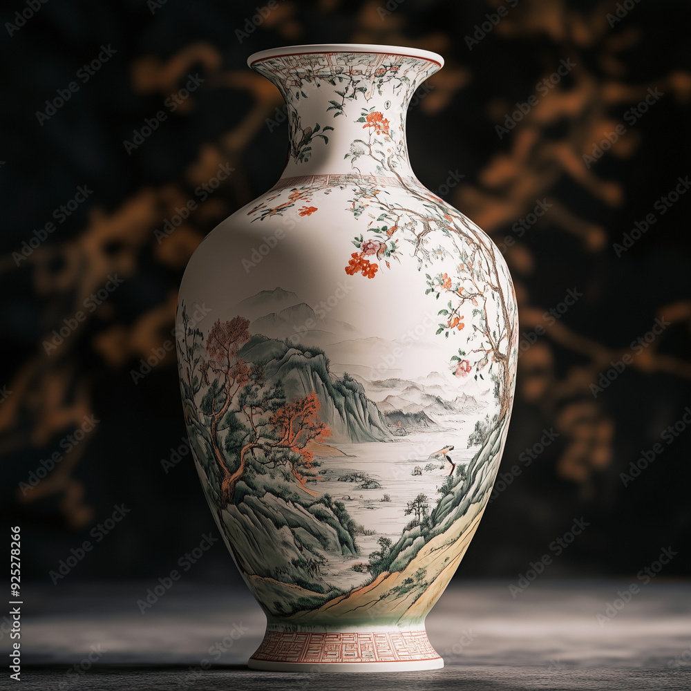 The close-up of a traditional Japanese vase with subtle color ...