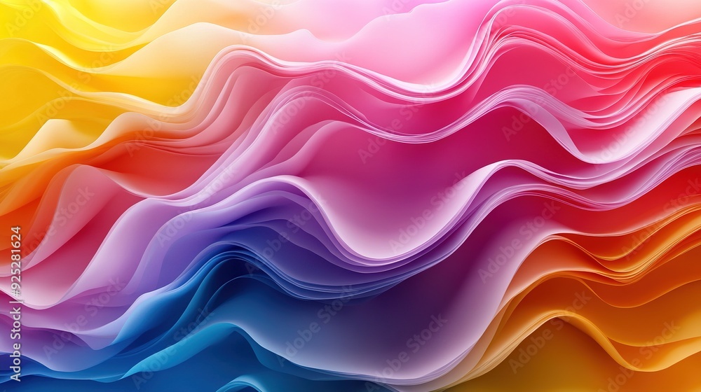 Layered abstract waves in a full spectrum of colors, flowing ...