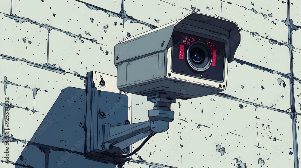 Japanese Anime Style Surveillance Monitoring Gray System Stock ...