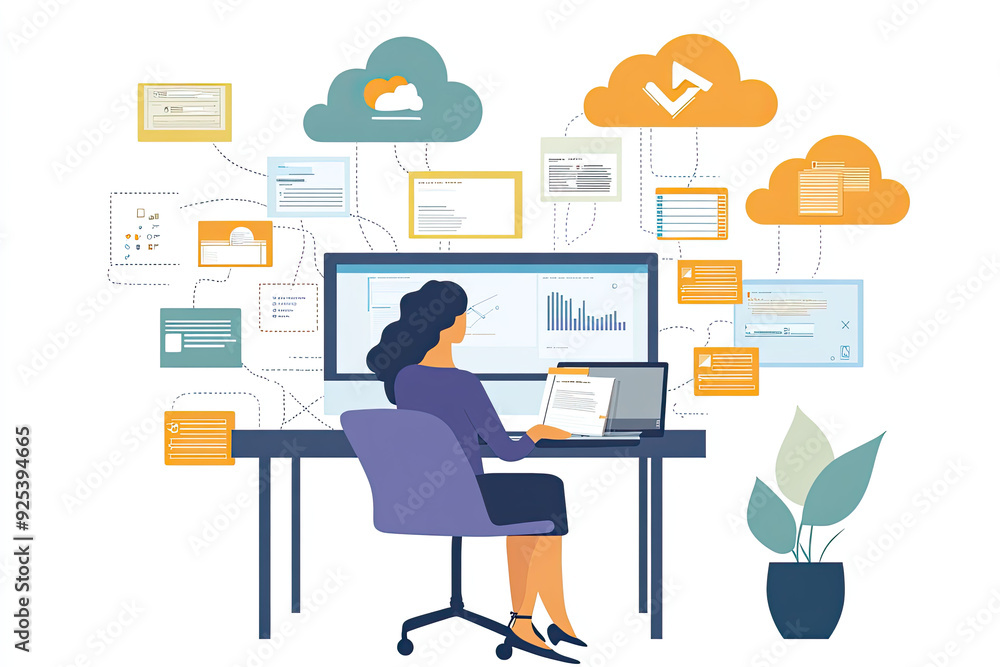 Showcase the versatility of cloud-based document collaboration tools with an image portraying ...