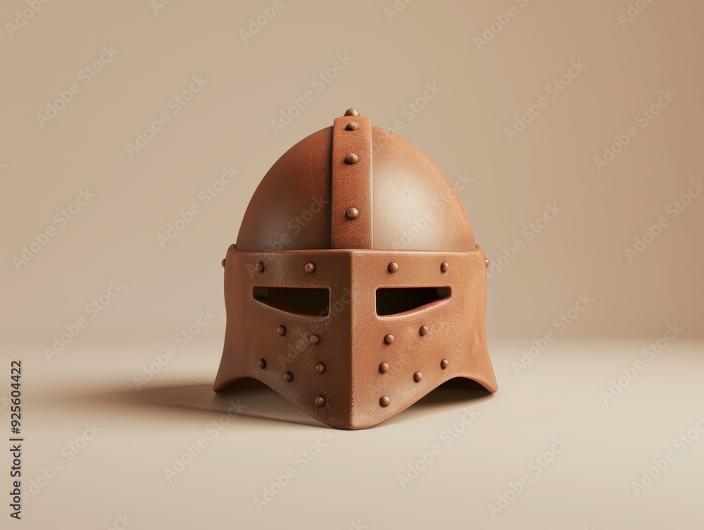 Medieval Helm: A weathered and battle-worn medieval helm, crafted in ...