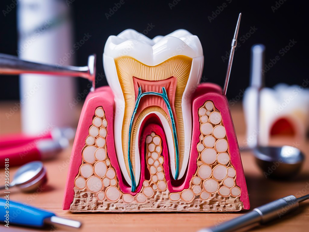 anatomy of a human tooth with layers such as enamel, dentin, and pulp ...