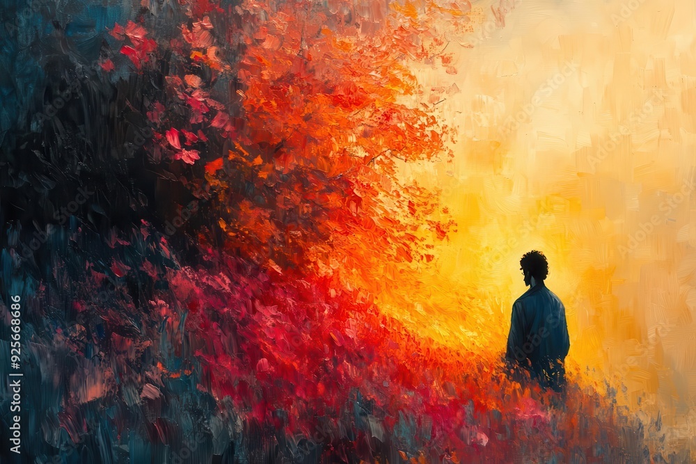 impressionist painting of moses before the burning bush vibrant ...