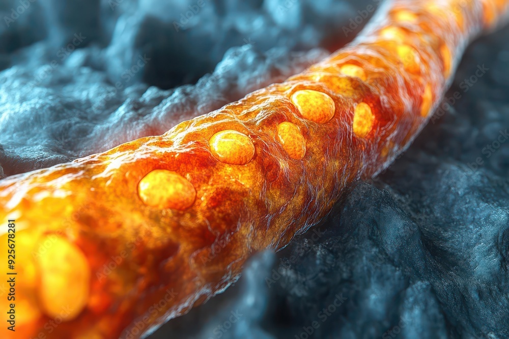 medical illustration of fat clogging arteries detailed crosssection ...