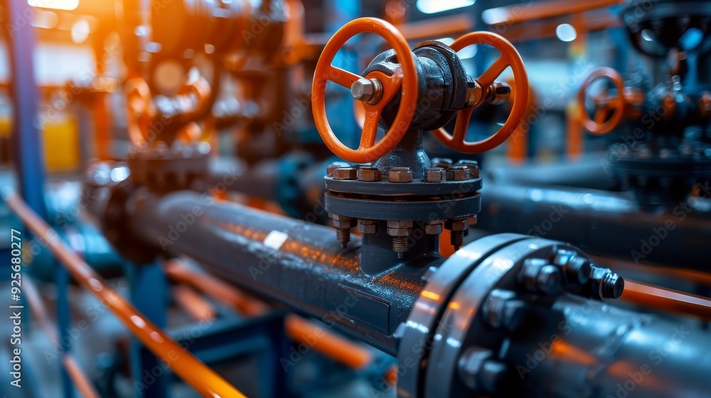 Industrial engineering blueprint for pipe system design with valve ...