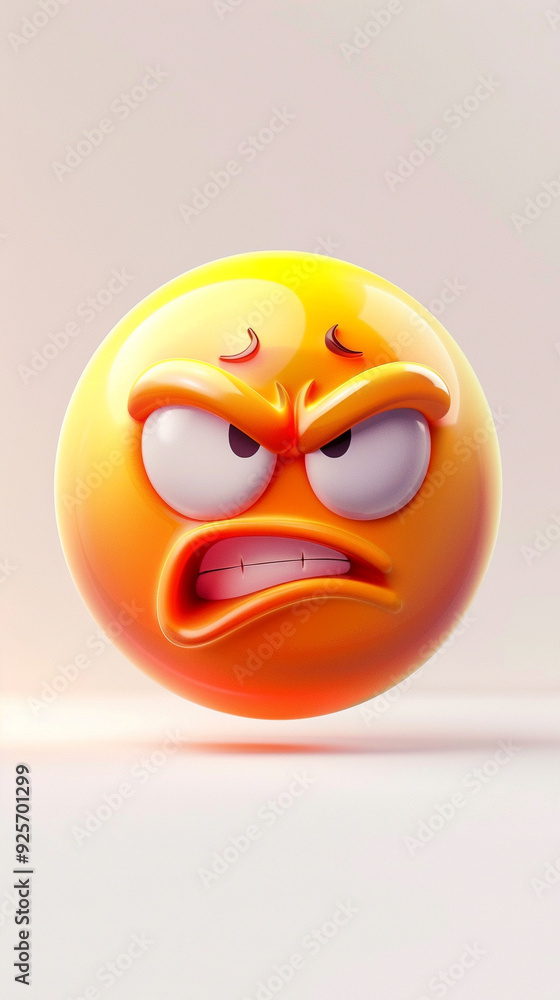 emoji angry face expression emoticon frustration cartoon yellow digital ...