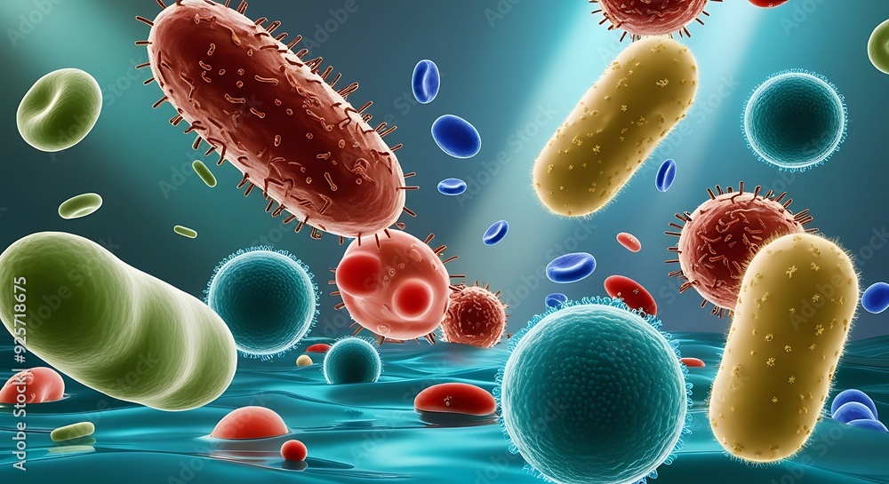 Illustration of probiotics concept showing beneficial bacteria thriving ...