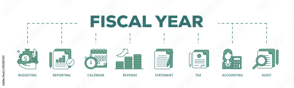 Fiscal year icon infographic illustration concept with icon of ...