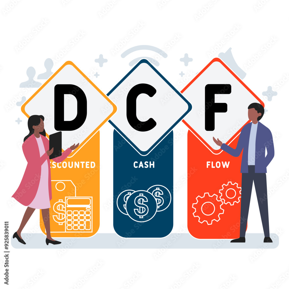 DCF - discounted cash flow acronym. business concept background. vector ...