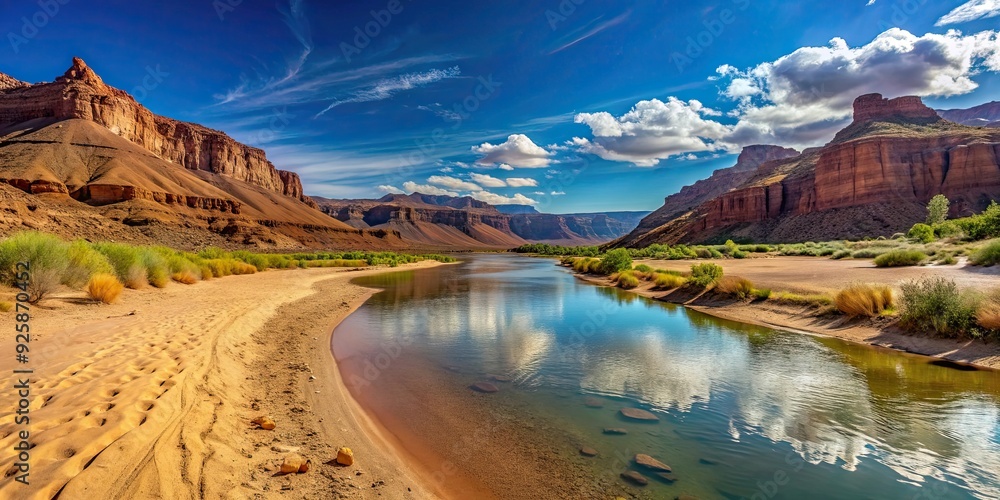 Dry, sandy Colorado River bed , desert, erosion, arid, southwest ...