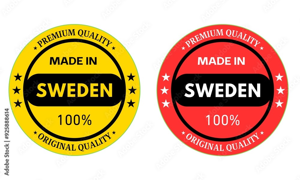 Made in sweden, vector logo with swedish flag painted circles. Made in ...