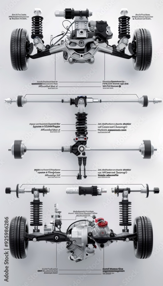 Animated Diagram of Car Suspension System with Detailed Labels for ...