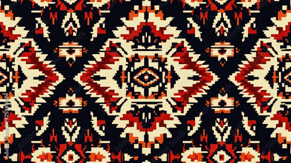 Authentic Navajo tribal ethnic pattern, seamlessly repeating with ...