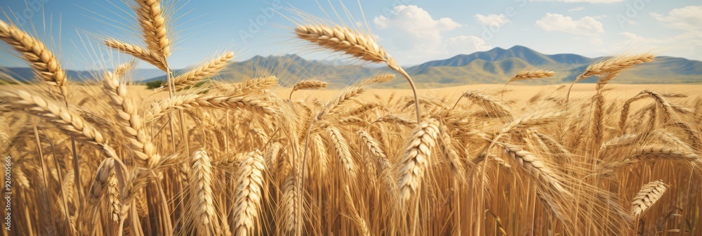 Russian Ukrainian grain war. World food crisis. A large field with ...