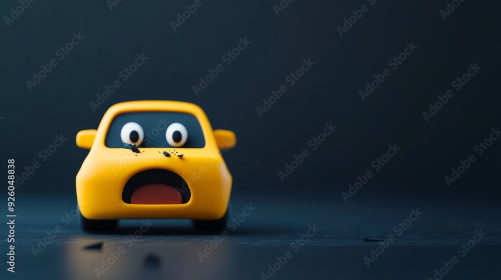 Dramatic Car Accident Impact - Shocked Emoji and Crashing Car Symbol on ...