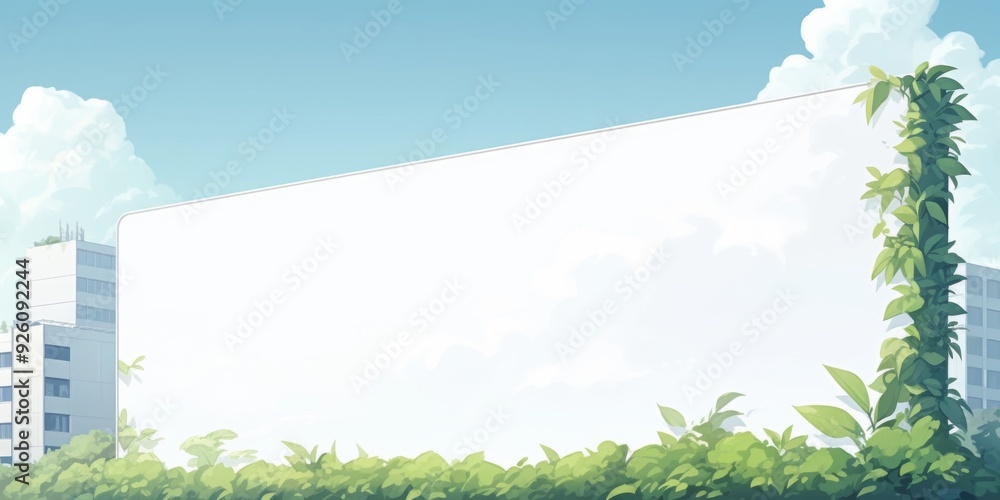 Modern anime-style Architecture with Horizontal Blank Billboards and ...