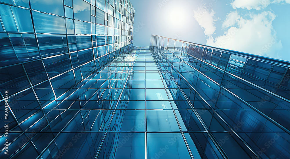 Futuristic high-rise building with a unique design in a business ...