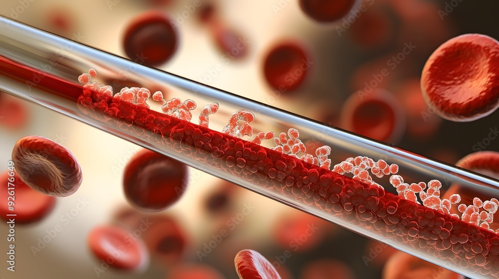 Blood Sample in Test Tube A photograph of a test tube filled with blood ...