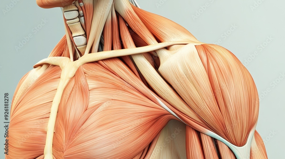 Anatomical Illustration of Rotator Cuff Muscles and Shoulder Joint ...