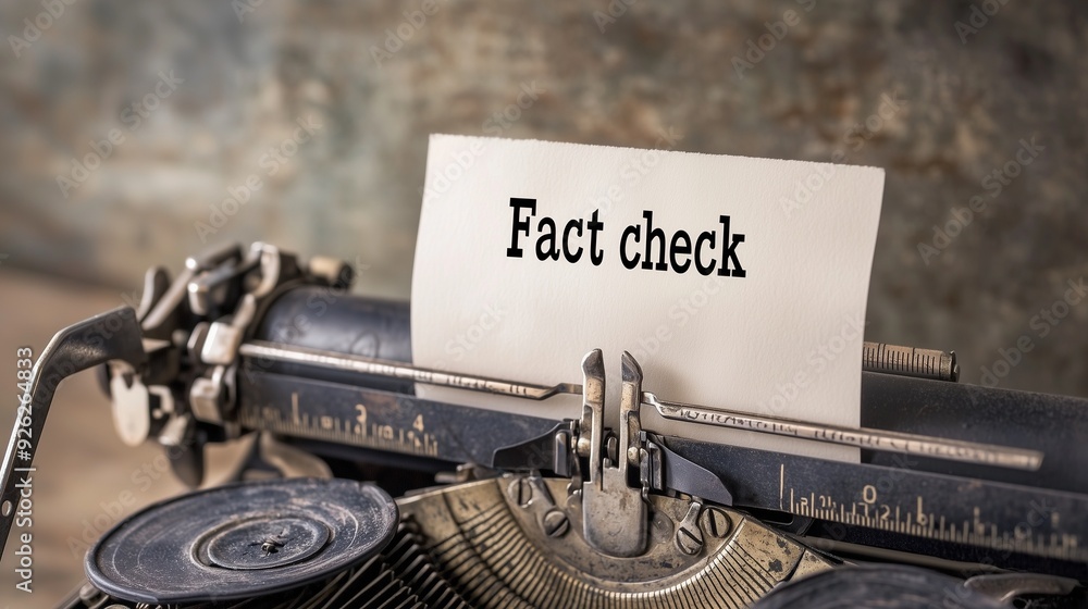 Vintage typewriter with 'fact check' paper symbolizes the importance of ...