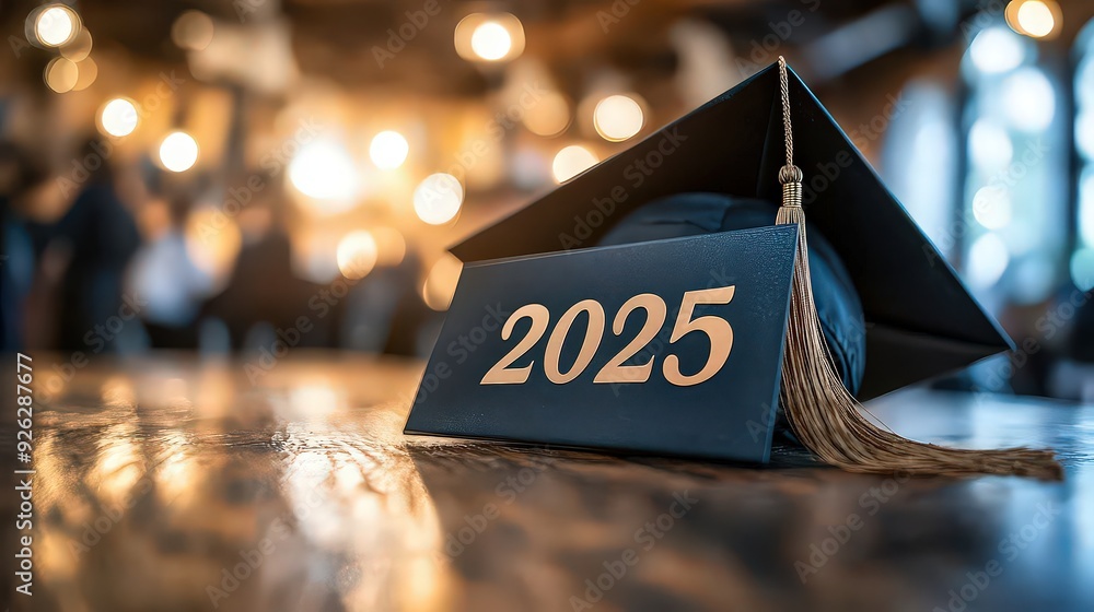 graduation cap and diploma with a "2025" sign, marking the year of ...