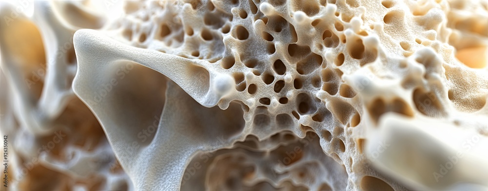 View of bone cells under a microscope, highlighting the intricate ...