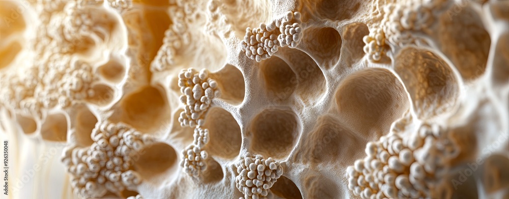 View of bone cells under a microscope, highlighting the intricate ...