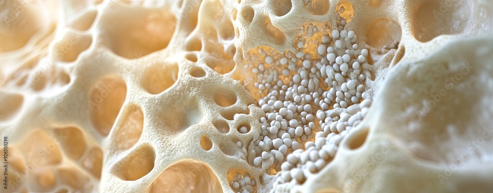 View of bone cells under a microscope, highlighting the intricate ...