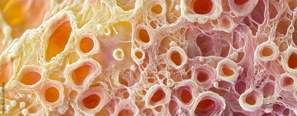 Microscopic image of fungi spores, with detailed structures and ...