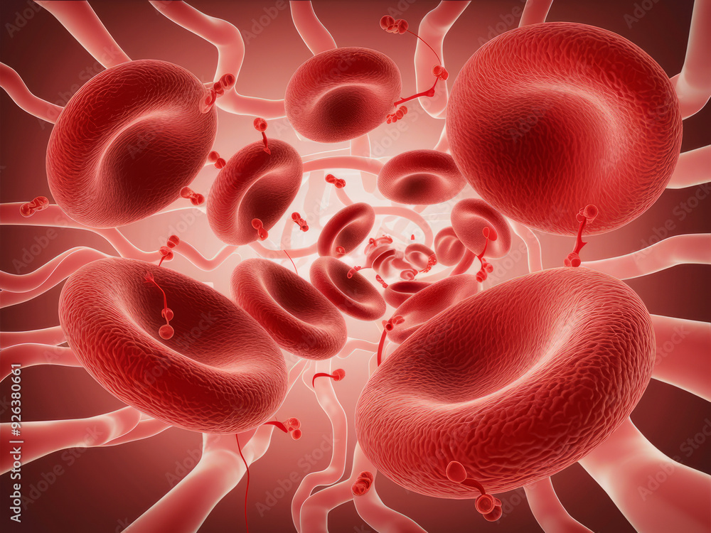 Detailed Scientific Illustration of Red Blood Cells in the Human ...