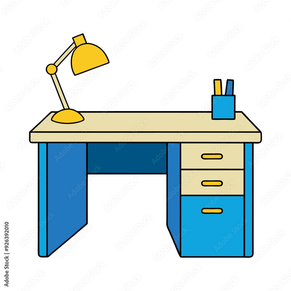 Office desk clipart illustration. Stock Vector | Adobe Stock