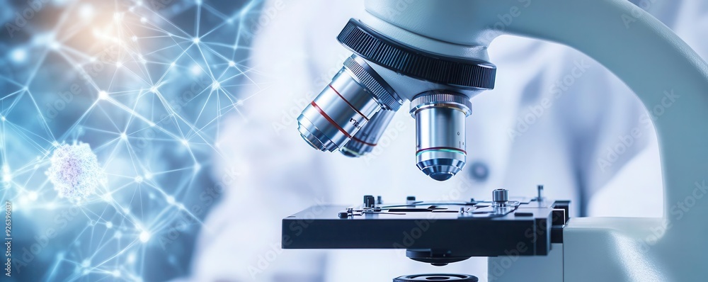 Medical team analyzing biopsy results under a microscope, emphasizing ...