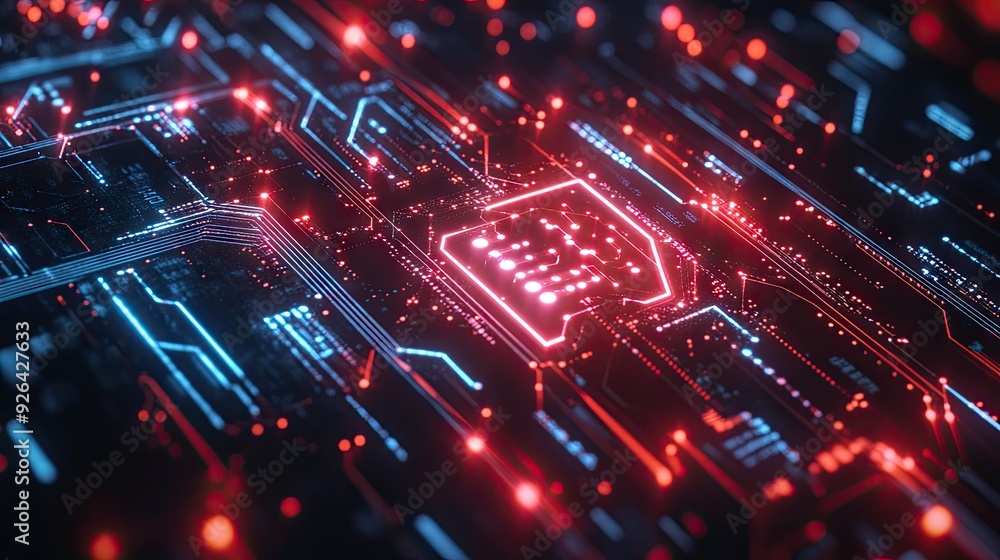 Futuristic AI concept with electric circuit lines forming the AI symbol ...