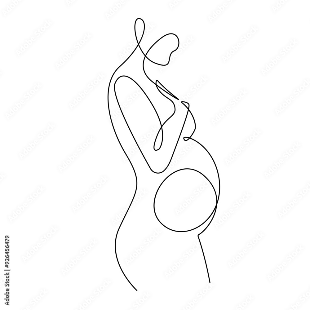 Pregnant Woman Continuous Line Art Drawing. Pregnancy Concept One Line ...
