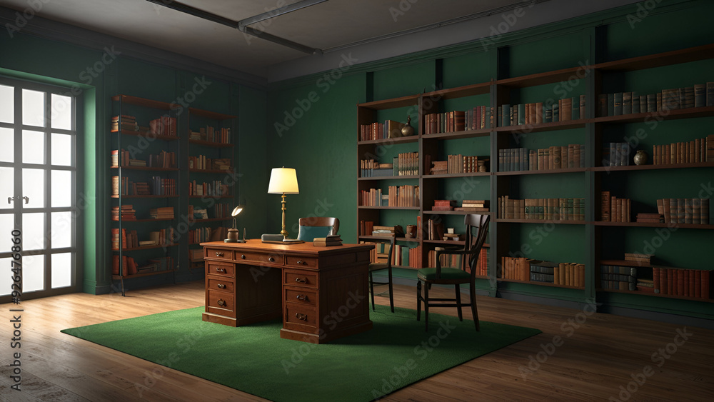 zoom virtual background of office room with bookcase professional ...