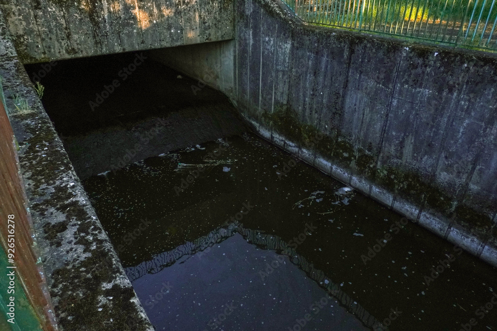 Wastewater treatment facilities and sewage systems surrounded by ...