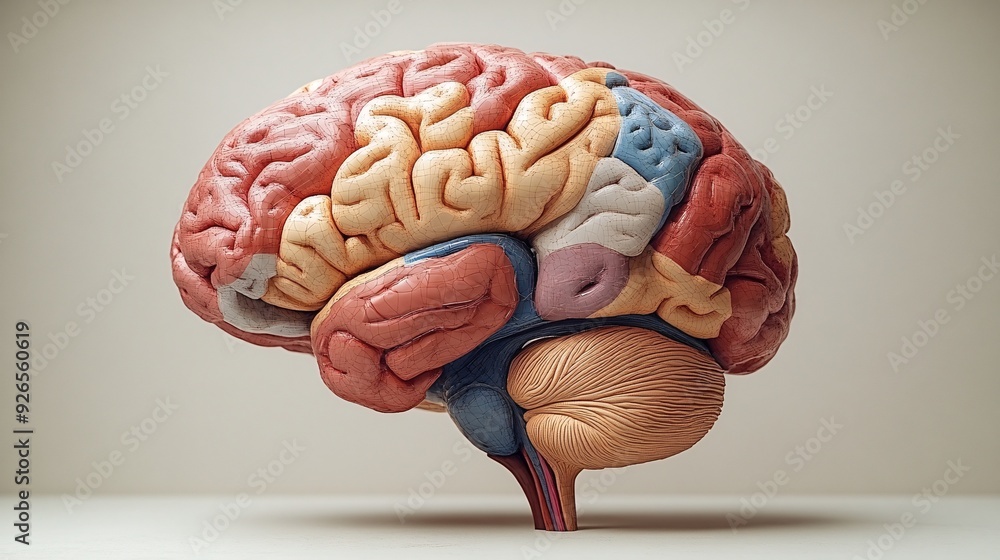 3D Human Brain Anatomy: A high-quality 3D model of the brain, showing ...