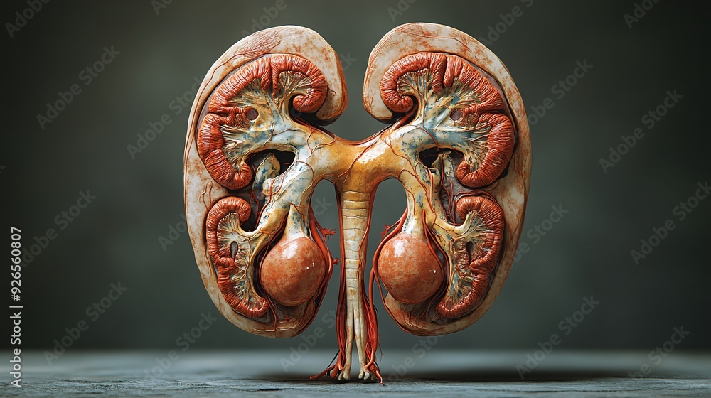 3D Human Urinary System: A realistic 3D model of the urinary system ...