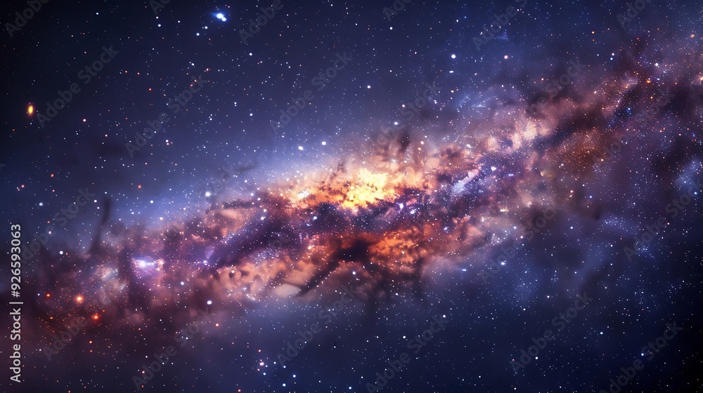 The heart of the Milky Way galaxy, showcasing dense star clusters and a ...