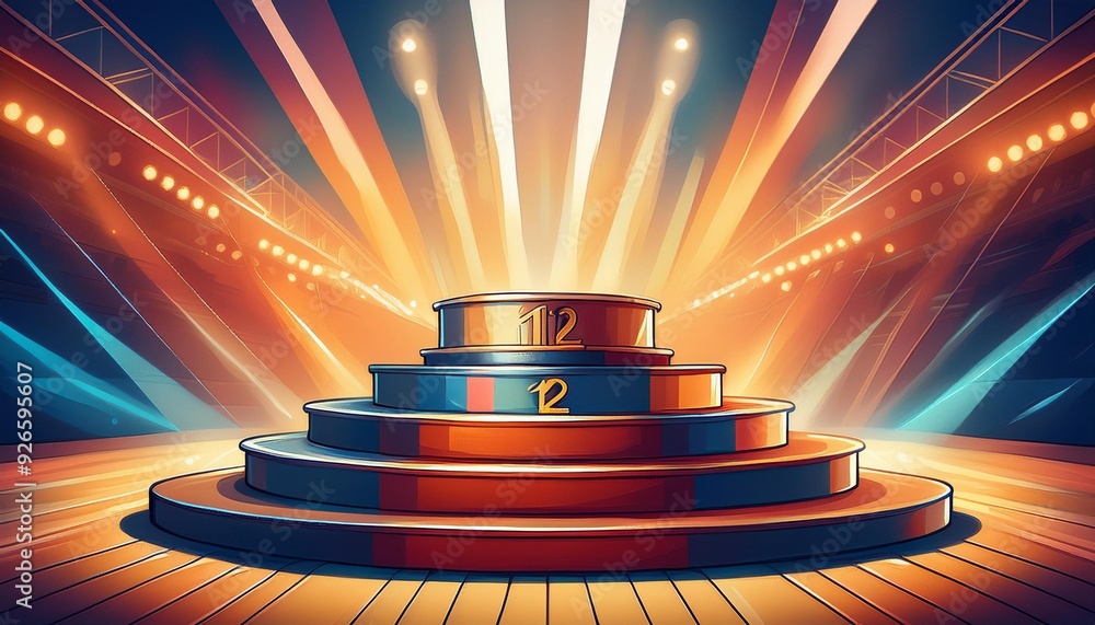 The podium is a raised platform with three levels where the top three ...