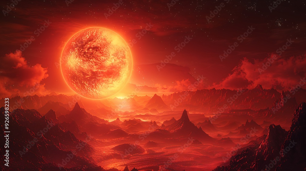 Planets orbiting a red dwarf star, each with distinct atmospheres and ...