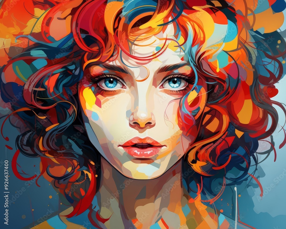 Unaltered portrait flat design top view realistic face cartoon drawing ...