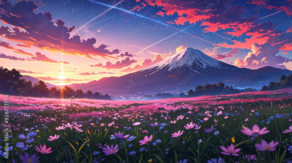 Anime nature wallpaper in 4K quality Stock Photo | Adobe Stock
