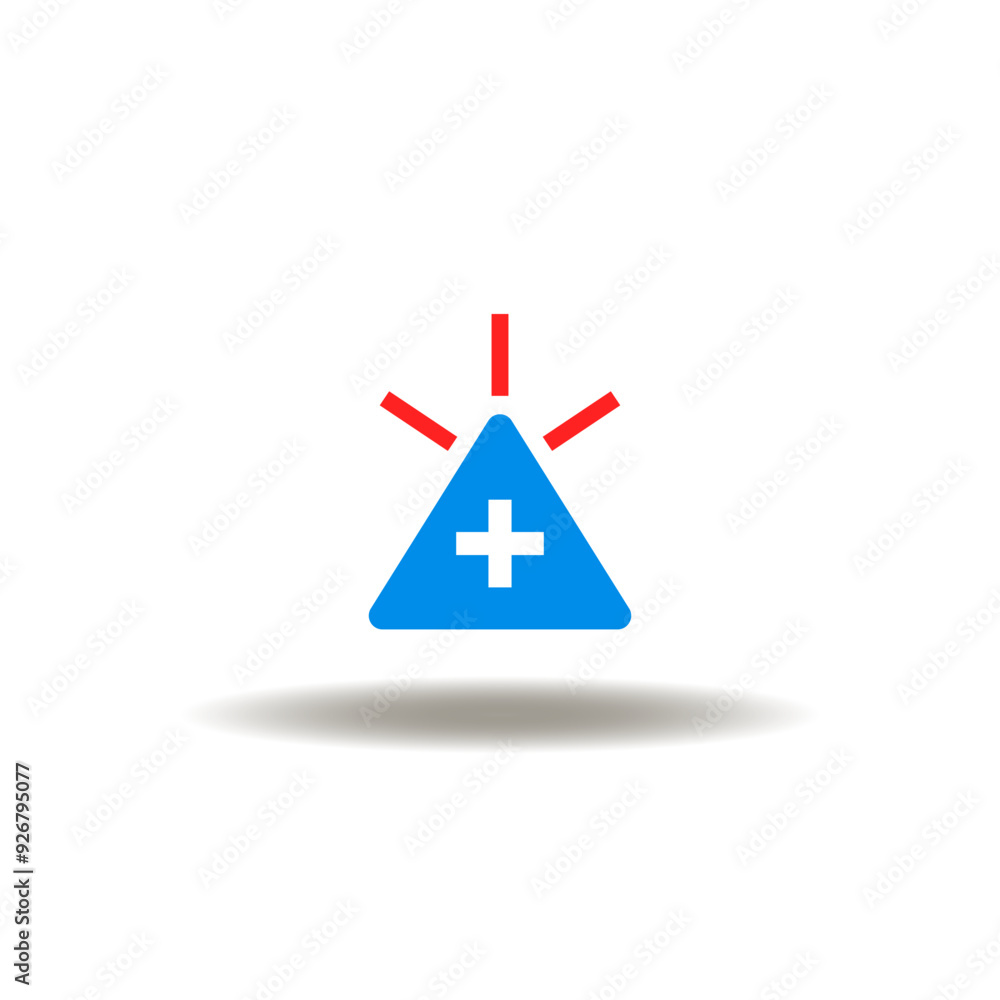 Vector illustration of attention sign with medical pharmacy cross. Icon ...