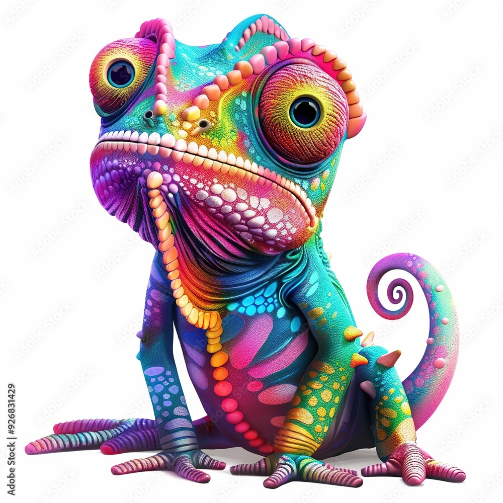 Chameleon Surprise emotion fantasy animal cartoon isolated ...