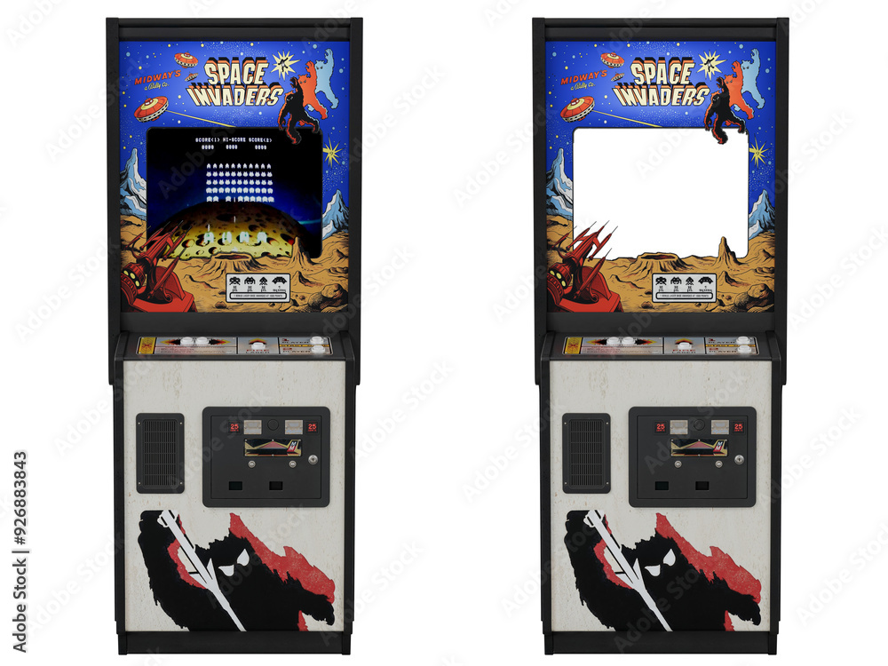 Foto de Stock Vintage Space Invaders Arcade Cabinet, retro game ...