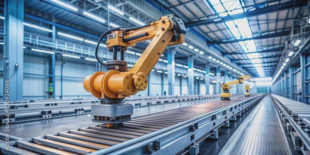 Flat manufacture robotic arm on auto factory conveyor , robotics ...