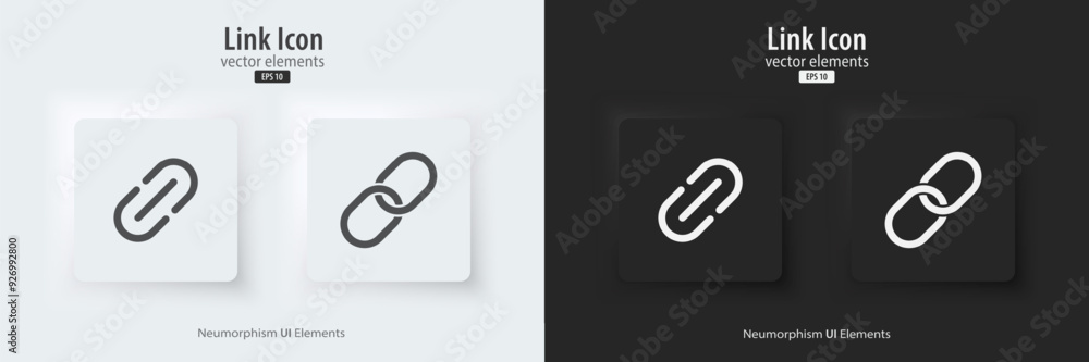 Link icon. Link, share link, and external link. A set of black and ...