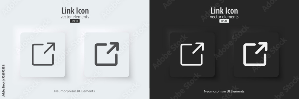 Link icon. Link, share link, and external link. A set of black and ...